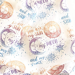 AENNE BABY Muslin Swaddle Blanket for Boys & Girls, Infant Toddler Quilt, Luxurious Wrap, Soft and Silky Stroller & Nursing Cover, Colourful Rainbow Sun Moon Stars Blankie, Large 47"x 47", 1 Pack