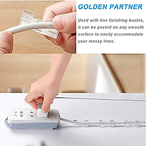 ACKLLR 4 Pack Self Adhesive Power Strip Holder Fixator Wall Mount Plug-in Socket Fixer Bracket Stand with 16 Pcs Cable Organizer Clips Clear for Remote Control Router Desk Computer Kitchen Home Office