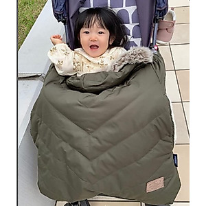 angelette Premium Down Cape Stroller,Carrier Cover and Car Seat Footmuff, Best for Freezing Winter Conditions (Khaki)