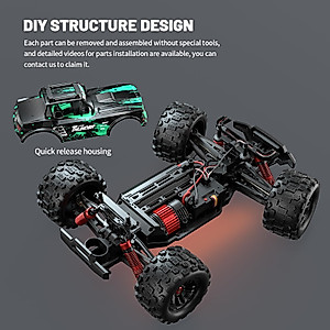 SupKonXi 1:14 RC Trucks, High Speed RC Cars 40KPH, 4WD Off Road Remote Control Monster Truck, 2.4GHz Electric Toy Buggy Vehicles with 2 Batteries, Shining LED Lights, Gift for Adults and Boys