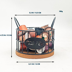 Fving Coffee Pod Holder for Counter, K Cup Holders Coffee Pods Storage Organizer,Large Capacity Coffee Bar Basket with Wooden Base for Kitchen Office Desktop (Black)