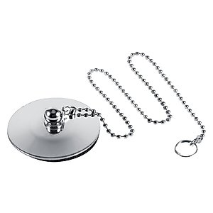 Fdit Tub Stopper, Drain Stopper Bathroom Sink Bathtub Accessories Hair Catcher Trap Strainer, Drain Cover Stopper for Kitchen Sink Bathroom Bathtub, Solid Metal Waste Plug with Chain