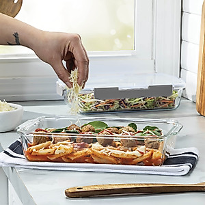 Superior Glass Casserole Dish with lid - 2-Piece Glass Bakeware And Glass Food Storage Set - 100% Leakproof Casserole Dish set with Hinged BPA-free Locking lids - Freezer-to-Oven-Safe Baking Dish Set.