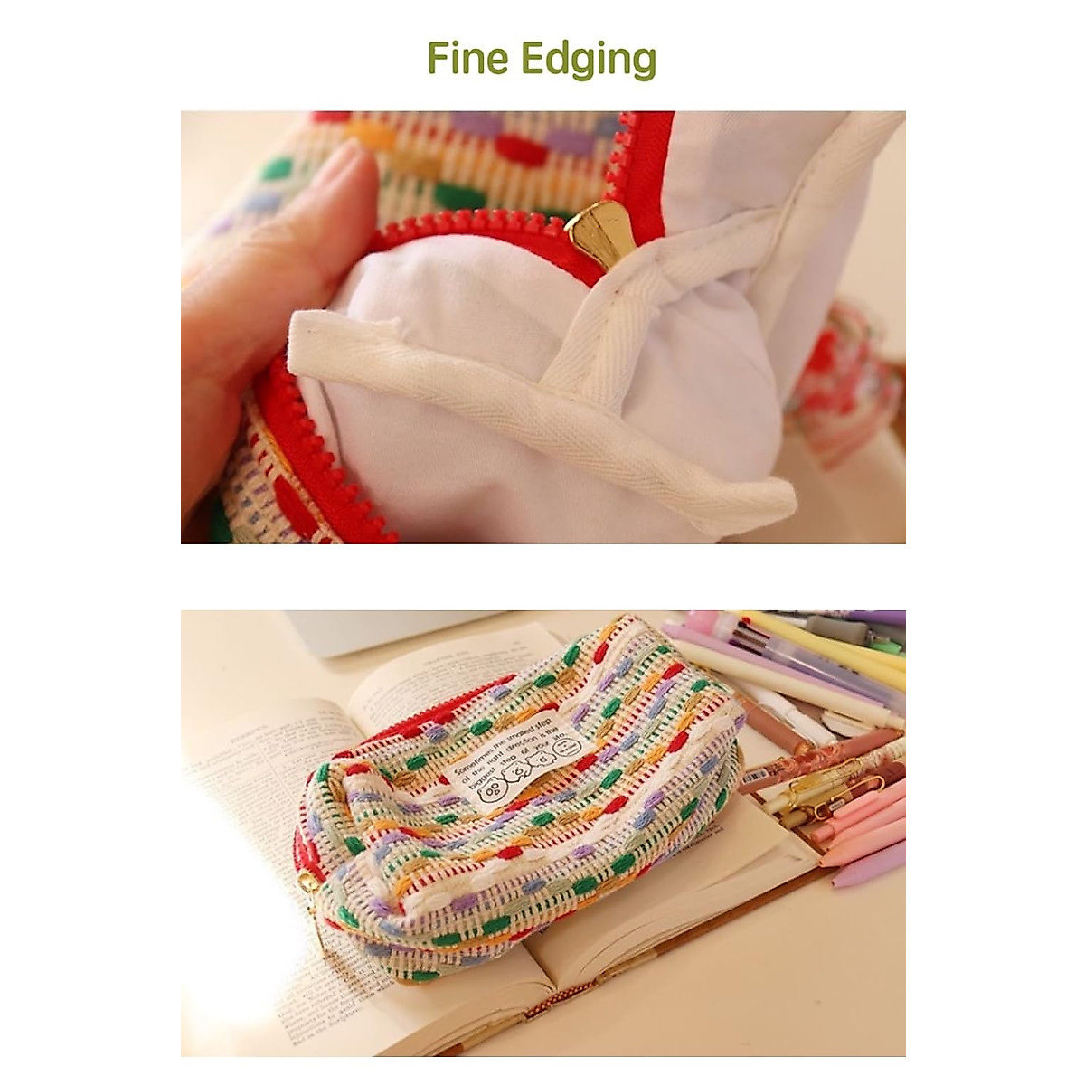 JHTPSLR Wool Knitting Pencil Pouch Colorful Knitting Wool Pencil Case Aesthetic Pencil Pouch Zipper Pen Bag Storage Bag Make Up Bag Stationery Organizer Bag for Office Travel (Multi)