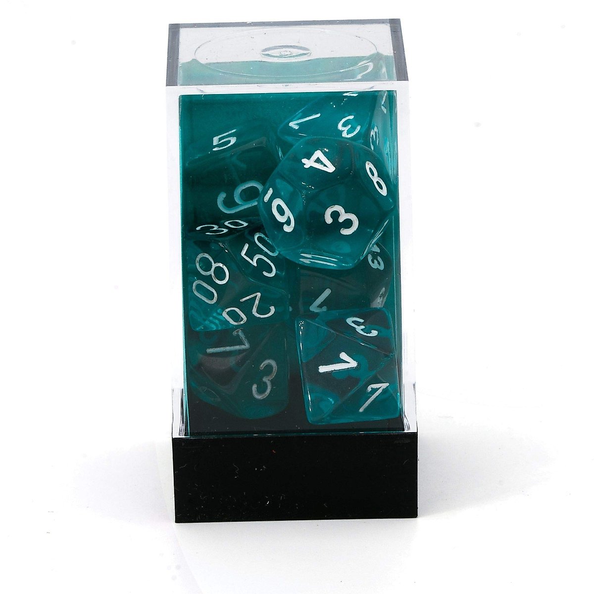 DND Dice Set-Chessex D&D Dice-16mm Translucent Teal and White Plastic Polyhedral Dice Set-Dungeons and Dragons Dice Includes 7 Dice - D4 D6 D8 D10 D12 D20 D%, Various (CHX23085)