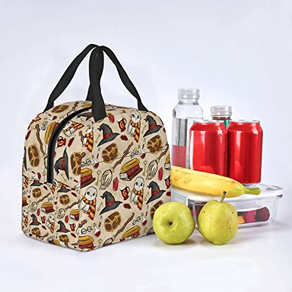 SignCooy Lunch Box Insulated Lunch Bag - Tough & Spacious Reusable Adults Tote Bag For Men,Women, Boys,Girls, Yellow, 8x8.5x5in