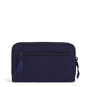Vera Bradley Women's Microfiber Turnlock Wallet With RFID Protection, True Navy, One Size