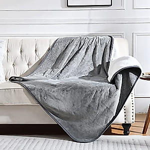 Yaning Waterproof Blanket for Bed Couch Sofa, Soft Liquid Pee Proof Pet Blanket for Dog Puppy Cat, Reversible Sherpa Fleece Blanket for Furniture Protector (Grey, 60x80 inches)