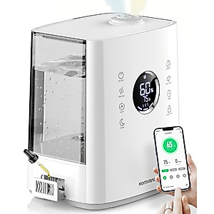 Homvana 6.5L Warm & Cool Mist Humidifiers for Bedroom Large Room, Smart Humidifier with App&Voice Control, Exclusive Distilled Sterilization, 72H Runtime Air Humidifier Aroma Diffuser for Baby Plants