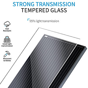 ACOPOWER 200 watt Solar Panels,High Efficiency Black PV Module Power 200W Mono RV Solar Panel for 12 Volt System,RV Marine Boat Cabin and Other Off Grid System