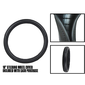 Auto Parts Avenue Replacement Headlight Black for 2004-2018 04-18 VN VNM VNL 200 300 430 630 670 730 780 Pair Passenger Right RH Driver Left LH Side with Free 18" Steering Wheel Cover