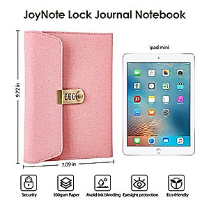 JoyNote Journal with Lock for Women, 2-in-1 Lock Journal with Combination Digital Password, Locking Diary Journal Notebook with 4 Card Slots, Pen Holder, 95 Sheets/190 Pages A5 Papers, Pink
