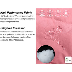 Little Donkey Andy Women's Warm Windproof Ski Insulated Jacket Water Repellent Winter Snowboarding Snow Coat With Detachable Hood Pink XL