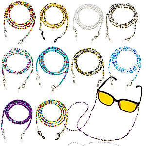 Nudurom 12PCS Boho Glasses Strap for Women,Colored Beaded Eye Glasses Chains,Women Face Mask Lanyard Anti-lost,Eye Glasses Holders Around Neck Handmade Chain For Women Men Kids Eyeglass Sunglasses