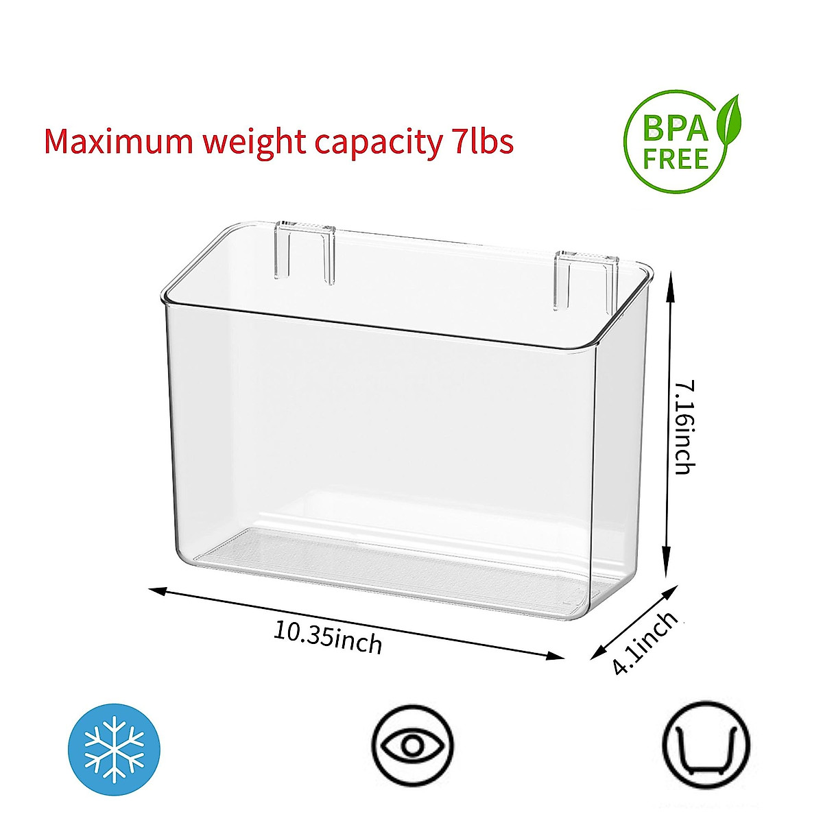 vacane Plastic Over Cabinet Door Organizer, Adhesive Mount Storage Organizer Container Makeup Organizer Hanging Basket Bins For Craft Room, Pantry, Office, Space Saving Holder for Kitchen Bags-L