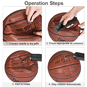 WEEFEESTAR Electric Ball Pump Ball Air Pump for Sports Balls with 2 Needles & 1 Nozzle Fast Ball Inflator for Basketball, Soccer, Volleyball, Rugbyball