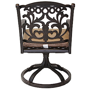 Mandalay Outdoor Patio 9pc Dining Set Dark Bronze Color Cast Aluminum (Premium Fabric Cushions)