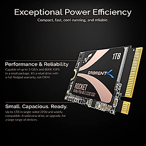 SABRENT Rocket 2230 NVMe 4.0 1TB High Performance PCIe 4.0 M.2 2230 SSD [SB-2130-1TB]