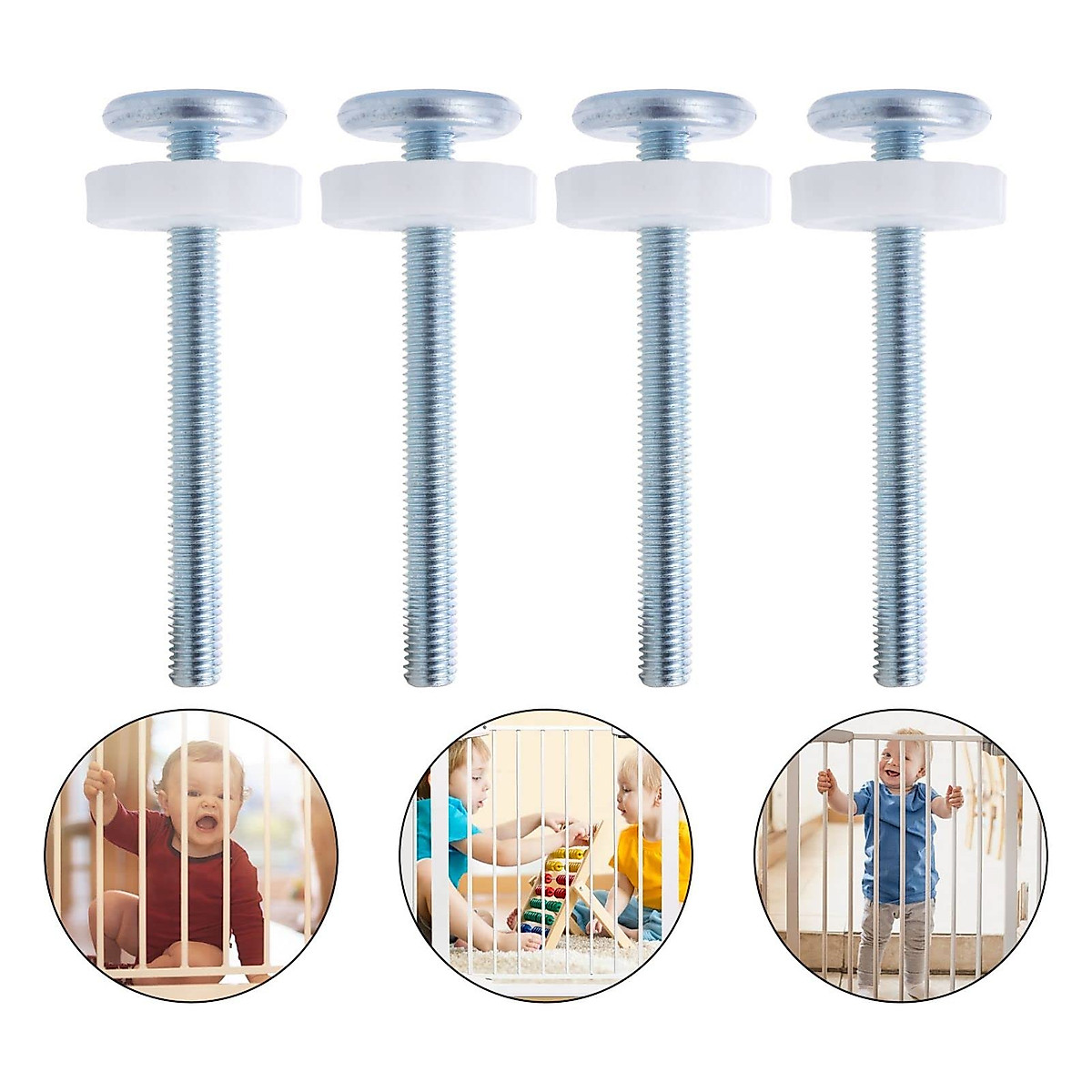 SAFIGLE 8 Pcs Child Playpen Screws Baby Gate Bolt Pressure Bolt Pet Safety Screws Baby Gate Spindle Rods Pressure Mounted Gate Screw Baby Gate Screws Door Lever No Punching M8 Metal