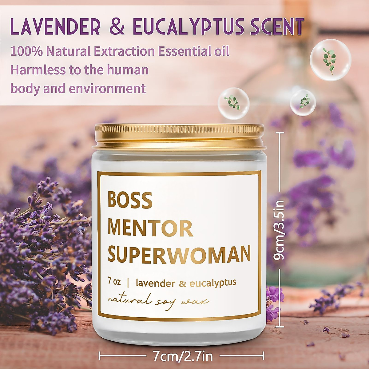 Boss Day Gifts for Women, Best Boss Lady Gifts for Women - Lavender Scented Candle, Boss Retirement Gifts, Christmas Farewell Retirement Gifts for Boss Women