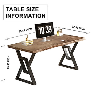 Sihtengxxhongs Rustic Brown 55-inch Solid Wood Computer Desk - Modern Gaming Workbench for Home Office, Modern Simple Design, Ideal for Study, Writing, Dining