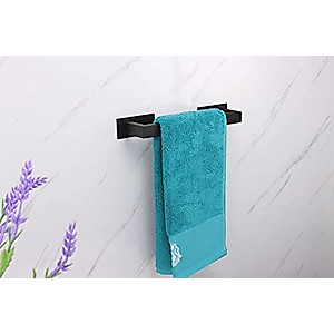 Vanloory Bathroom Towel Bar Self Adhesive, No Drilling Towel Rack Easy to Install, Hand Towel Holder Made of Premium Stainless Steel Sticky on Hand Towel Hanger for Kitchen, Toilet.(12IN, Black)