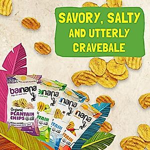 Barnana Organic Plantain Chips - Variety Pack - 5 Ounce, 4 Pack Plantains - Barnana Salty, Crunchy, Thick Sliced Snack - Best Chip For Your Everyday Life - Cooked in Premium Coconut Oil