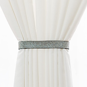 Rhinestone Magnetic Curtain Tieback and Curtain Holdbacks for Drapes Curtain Buckle Curtain Holder Blingbling Curtain Clips（Set of 2）