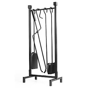 NIERBO 5 Pieces Fireplace Tools Set Strength Wrought Iron Indoor Outdoor Fire Place Toolset Hearth Accessories Kit with Fireplace Brush, Fire Poker, Fireplace Shovel, Firewood Tong