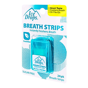 Ice Drops® | 24 Individual Packs of Sugar-Free Breath Strips for Instant Fresh Breath | Each Pack has 24 Fresh Mint Flavored Strips (576 Total Strips)