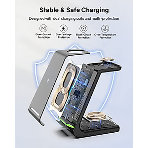 CIYOYO 3 in 1 Wireless Charging Station, Wireless Charger Stand for Multiple Apple Devices, Wireless Charger for iPhone 15 14 13 12 11 Pro Max XS XR 8, Apple Watch 9 8 7 6 SE 5 4 3 2, AirPods 3/2/Pro