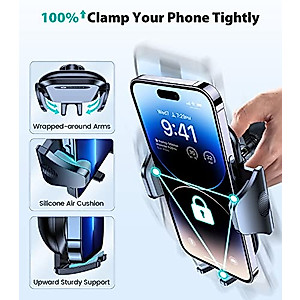 VICSEED Car Phone Holder Mount [All-Round Silicone Protection][Doesn't Slip&Drop] Air Vent Cell Phone Holder for Car Hands Free Easy Clamp Cradle in Vehicle Fit All iPhone Samsung Android Smartphone