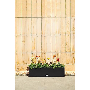 Veradek Block Series Window Box Planter - Rectangular Flower Pot for Indoor or Outdoor Window Sill/Balcony | All-Weather Use with Drainage Holes | Modern Décor for Succulents, Herbs, Small Plants