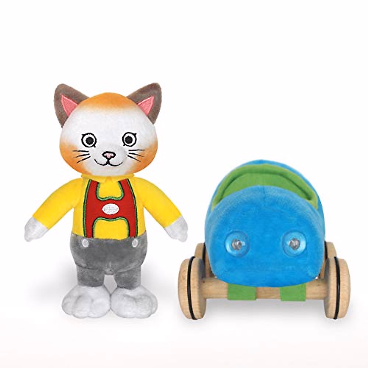 YOTTOY Richard Scarry Collection | Huckle Cat Soft Toy with Busytown Blue Car - 2 in 1 Toy