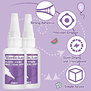 Bracelet String Professional Elastic String Kont Fixing Drip, Clear Bracelet Glue, Keep Stretchy Bracelet String Stay Perfectly Tied for Clay Beads Bracelets, Jewelry Making Supplies (30g*2)