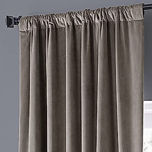 HPD HALF PRICE DRAPES Blackout Solid Thermal Insulated Window Curtain 50 X 96 Signature Plush Velvet Curtains for Bedroom & Living Room (1 Panel), VPYC-SBO161209-96, Library Taupe