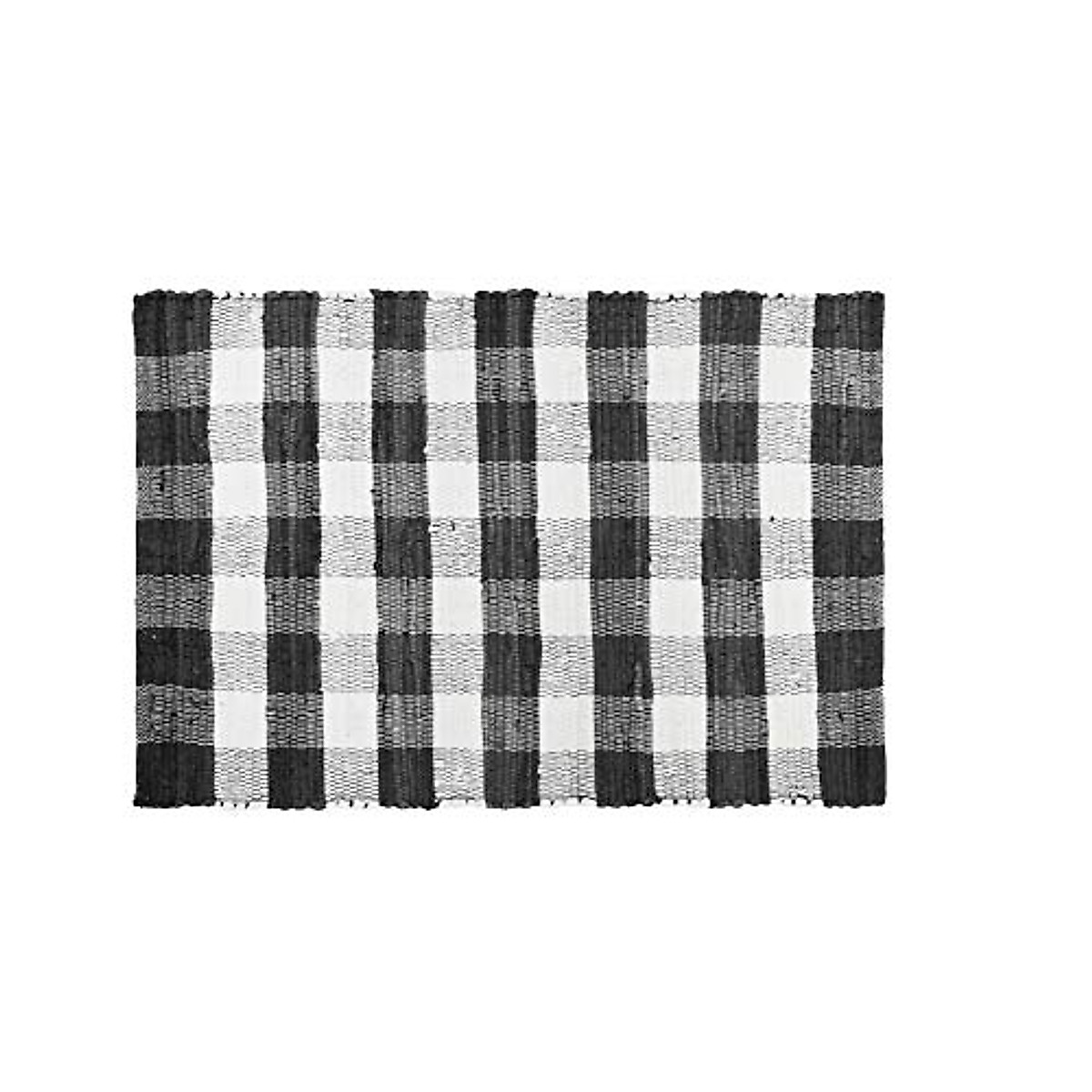 GLAMBURG Cotton Buffalo Check Plaid Rugs Washable, Handwoven Checkered Rug Welcome Door Mat 22x34 Rug for Kitchen Bathroom Outdoor Porch Laundry Living Room, Farmhouse Reversible Rag Rug Black White