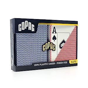 Copag Export Design 100% Plastic Playing Cards, Poker Size (Standard) Jumbo Index Red/Blue Double Deck Set