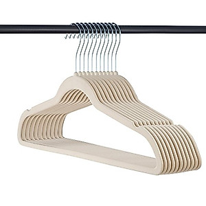 Home-it 30 Pack Clothes Ivory Hangers Ultra Thin No Slip Hanger Hook Swivel 360-Ultra Thin, Ivory (30 Pack)