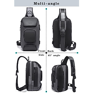 SMONT Sling Bag Crossbody Backpack Waterproof Men's Chest Bag with USB Charging Port Shoulder Casual Daypack for Cycling Fitness Walking