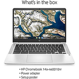 HP 2021 Chromebook 14" HD Student Laptop, Intel Celeron N4000(up to 2.6GHz), 4GB RAM, 32GB eMMC Backlit-KB, Webcam, Fast Charge, WiFi, USB-A&C, BT, Chrome OS, w/Masdrow Accessories