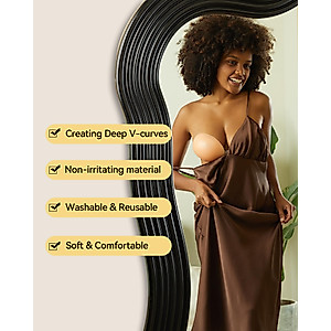 Niidor Adhesive Bra Strapless Sticky Invisible Push up Silicone Bra for Backless Dress with Nipple Covers Creme