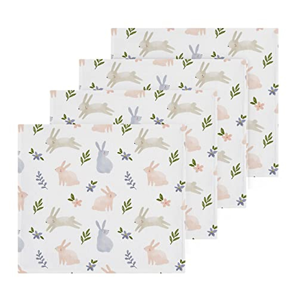 Kigai Easter Bunny Cotton Washcloths 2 Pack, Soft Absorbent Fingertip Towel for Face Body, Machine Washable, 12x12 in