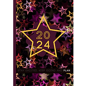 Weekly and Monthly Planner 2024: Medium Sized Scheduler & Organizer, 7 x 10, Jan 2024 - Dec 2024, Monthly and Weekly Goals with Focus Points, Agenda, Diary, Star Design