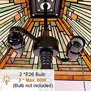 COTOSS Tiffany Floor Lamp,Mission Style 16" Wide Stained Glass Floor Light for Reading,Antique 2 Lights Standing Tall Lamp for Living Room Bedroom