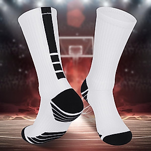 Finerview Elite Basketball Socks for Men 6 Pairs, High-Top Premium Mid Calf Athletic Socks for Adult & Youth