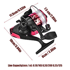 Fishing Reel, 3 Colors Freshwater Fishing Line Wheel Plastic Electroplating 200 Lightweight Spinning Fishing Reel Tackle Accessory with Wire (Red)