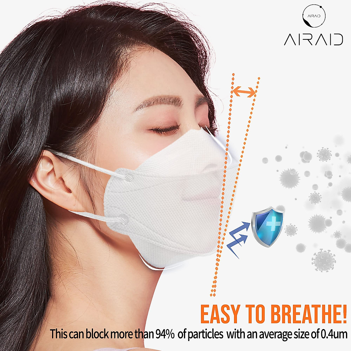 AIRAID-KF94 [Individually Wrapped] - Made in Korea, 3D Multicolor Packs, Face Protective Mask, Adult and Older Teens (Beige-20P)