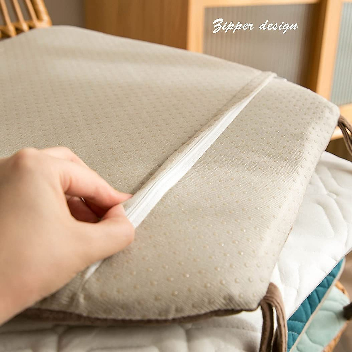 Set Of 1/2/4 Plush Chair Cushions, Thickened Dining Chair Cushion, Horseshoe-shaped Seat Cushion, Removable And Washable Dining Room Chair Pad With Ties/non-slip ( Color : Dark green , Size : 43x40cm(