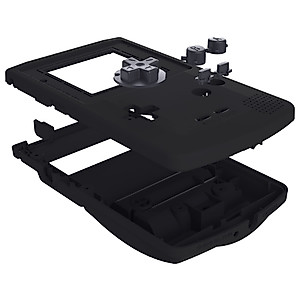 IPS Ready Upgraded eXtremeRate Black Replacement Shell Full Housing Cover & Black Screen Lens for Gameboy Color – Fit for GBC OSD IPS & Regular IPS & Standard LCD – Console & IPS Screen Without
